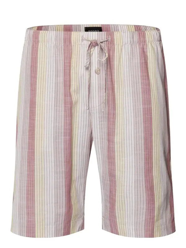 Hanro Night And Day Drawstring Cotton Shorts - Bluewood Stripe