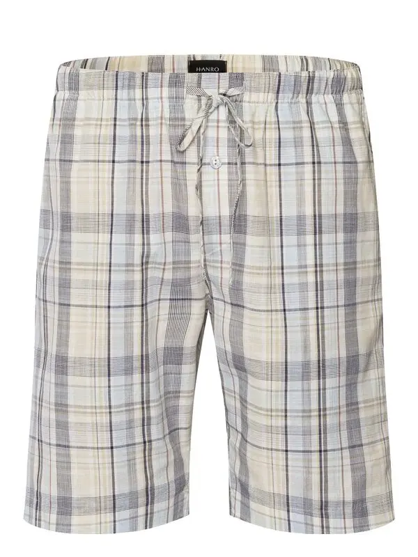 Hanro Night And Day Drawstring Cotton Shorts - Gentle Check