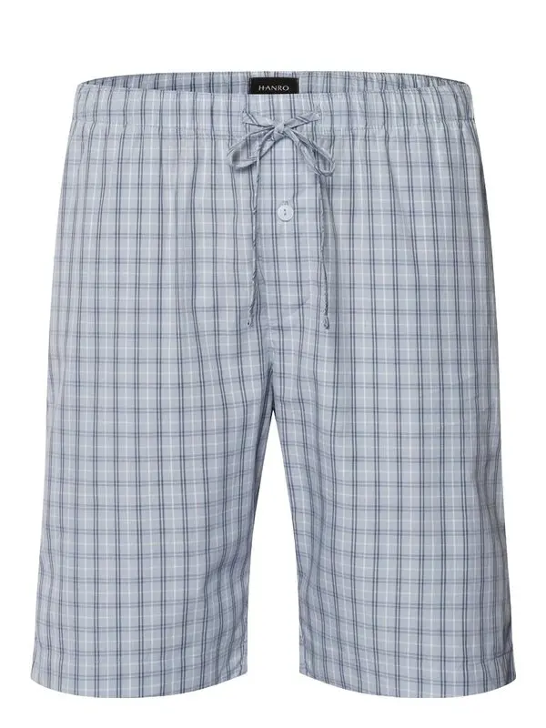 Hanro Night And Day Drawstring Cotton Shorts - Sea Breeze Check
