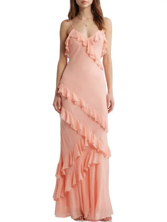 LoveShackFancy Rialto Cascade Ruffle Dress - Peach Bliss