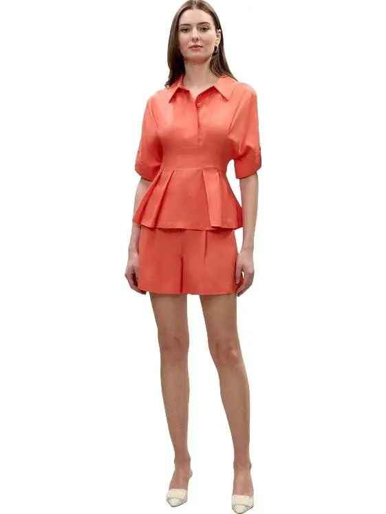 Rebecca Taylor Lena Shine Blouse - Coral