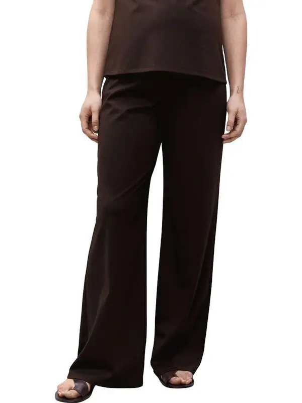 Mango Fine-knit Wide Leg Maternity Pants - Chocolate