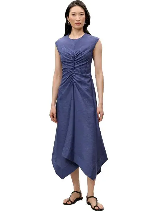 Rebecca Taylor Allegra Stripe Midi Dress - Navy