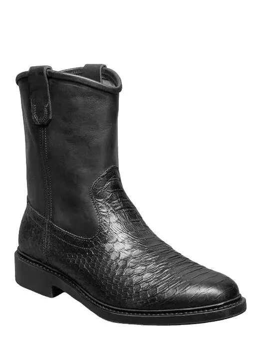 Allen Edmonds Dallas Roper Western Boot - Black Snake Print