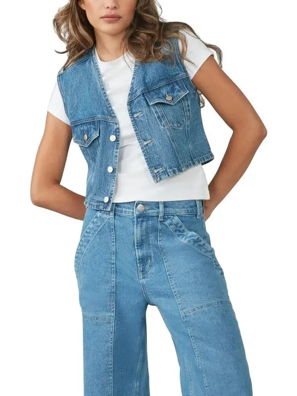 LOLA JEANS Carter Cropped Vest - Vintage Nostalgia