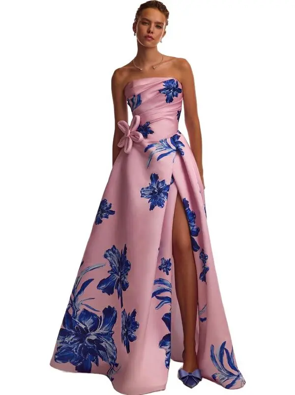 MILLA A-line Floral Maxi Gown - Pink-blue
