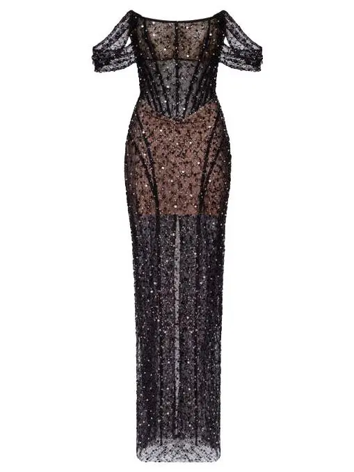 MILLA Sequined Maxi Dress - Black