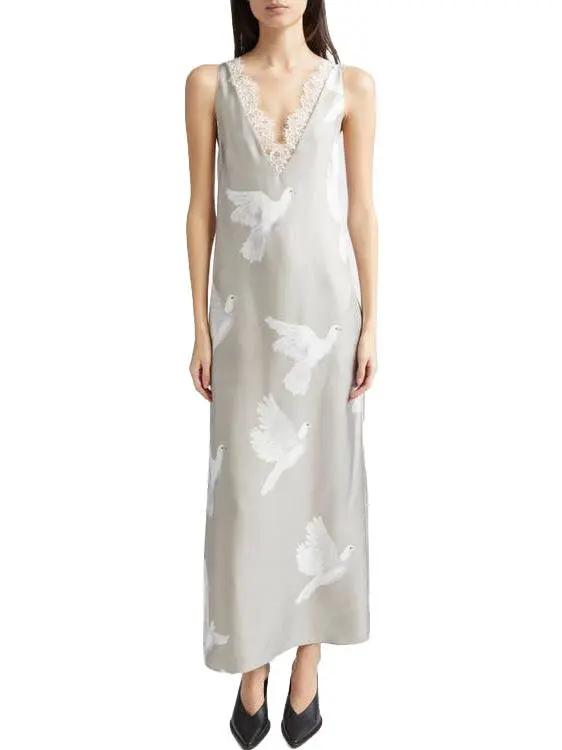 Stella McCartney Dove Print Silk Dress - Mud