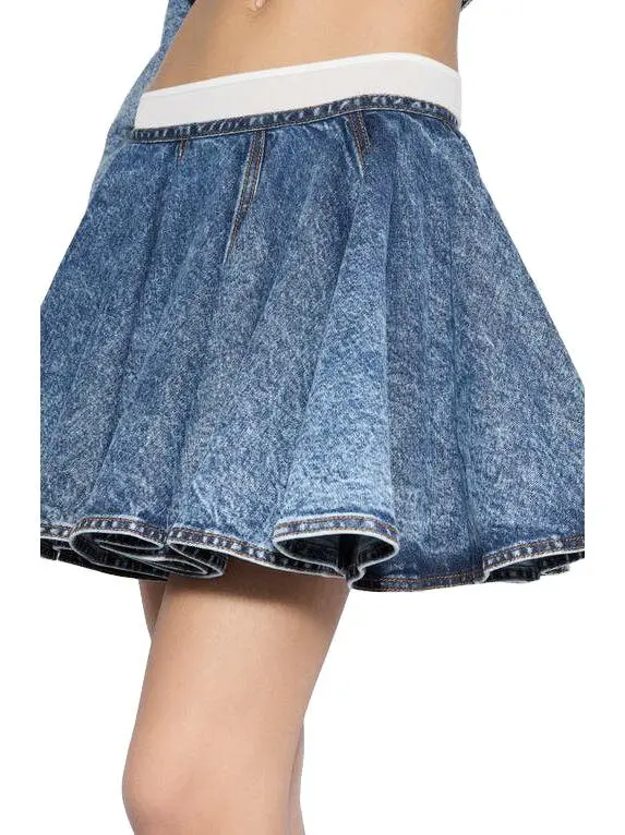 Alaïa Denim Skater Miniskirt - Bleu Neige