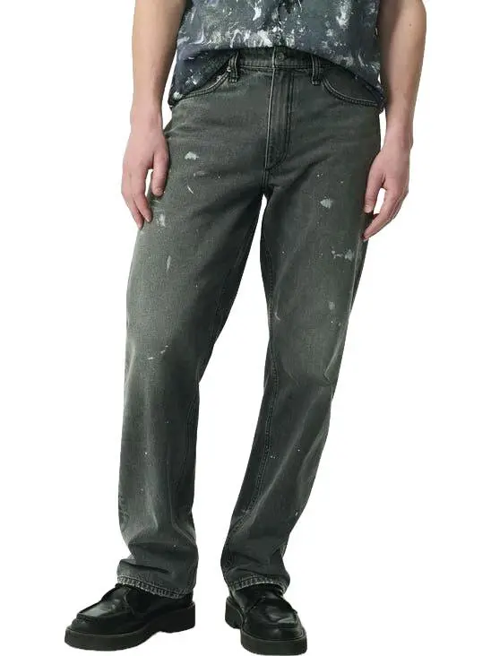 Rag & Bone Fit 4 Authentic Paint Splatter Rigid Straight Leg Jeans - Painted Charcoal