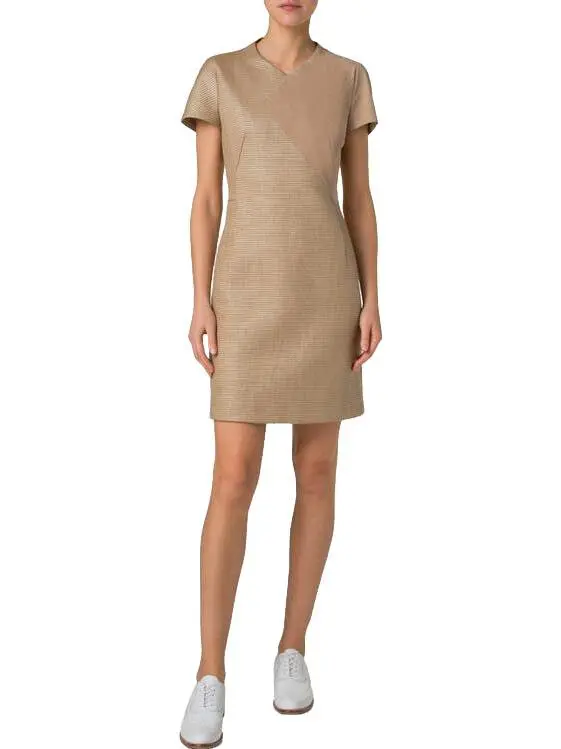 Akris Mixed Media Sheath Dress - Cuoio
