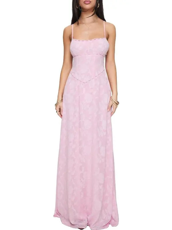 Princess Polly South Of France Floral Embroidered Gown - Pink