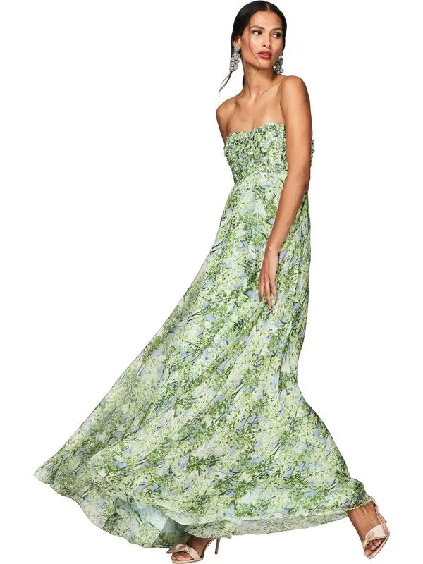 Sachin & Babi Ames Strapless Gown - Peridot Bouquet