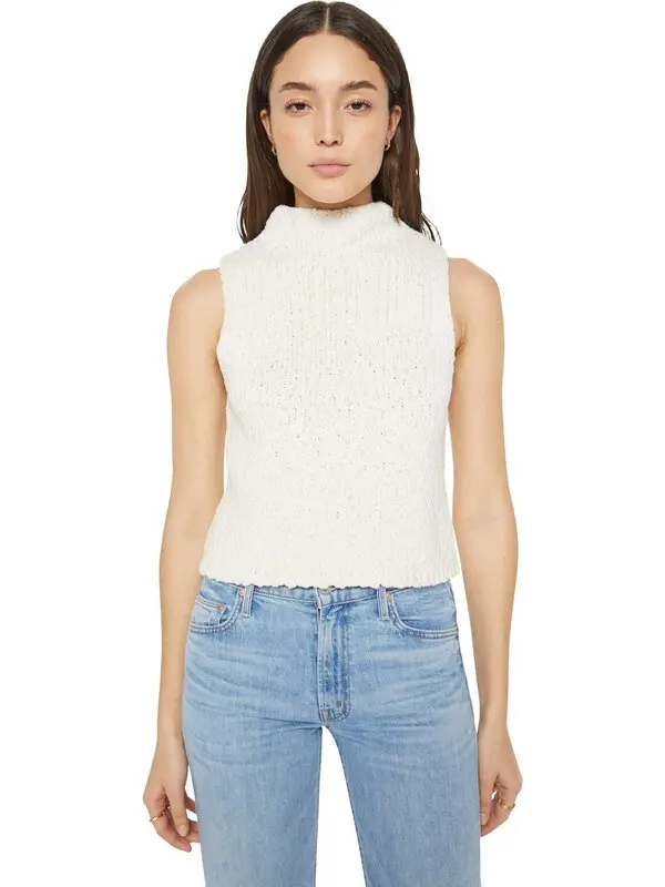 Sablyn Atticus Roll Neck Cropped Tank Top - White