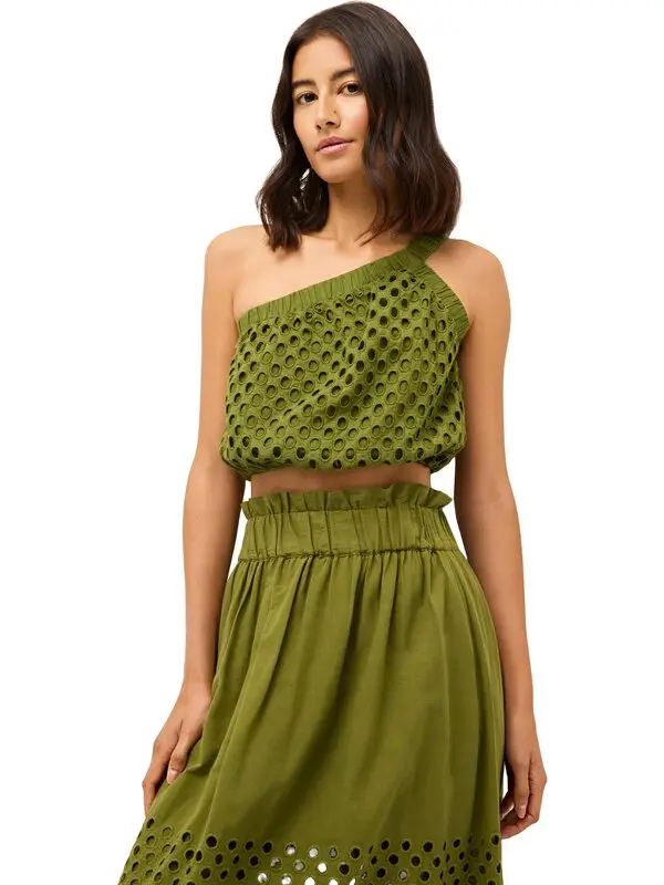 MARIE OLIVER Giselle Eyelet Top - Pesto