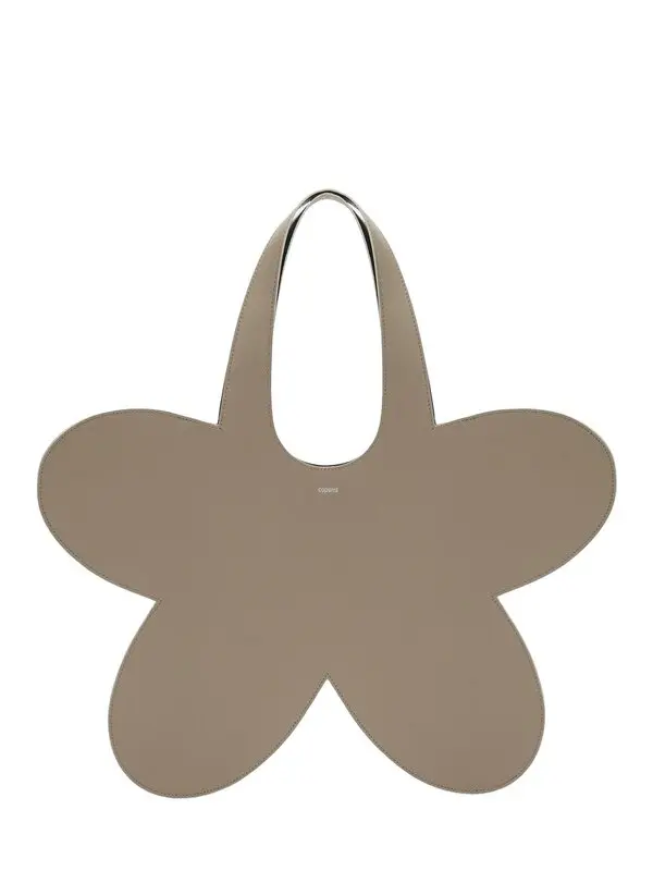 Coperni Flower Leather Tote Bag - Beige