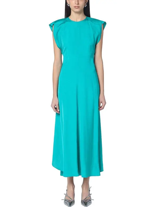 Victoria Beckham Midi Dress With Hooded Sleeves - Light Blue