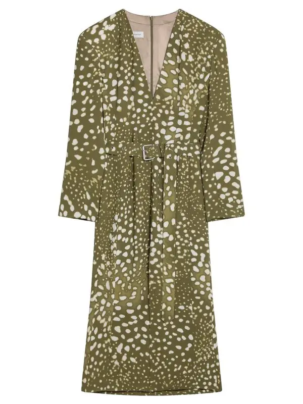 Dries Van Noten Printed Viscose Dress With Belt - Brown