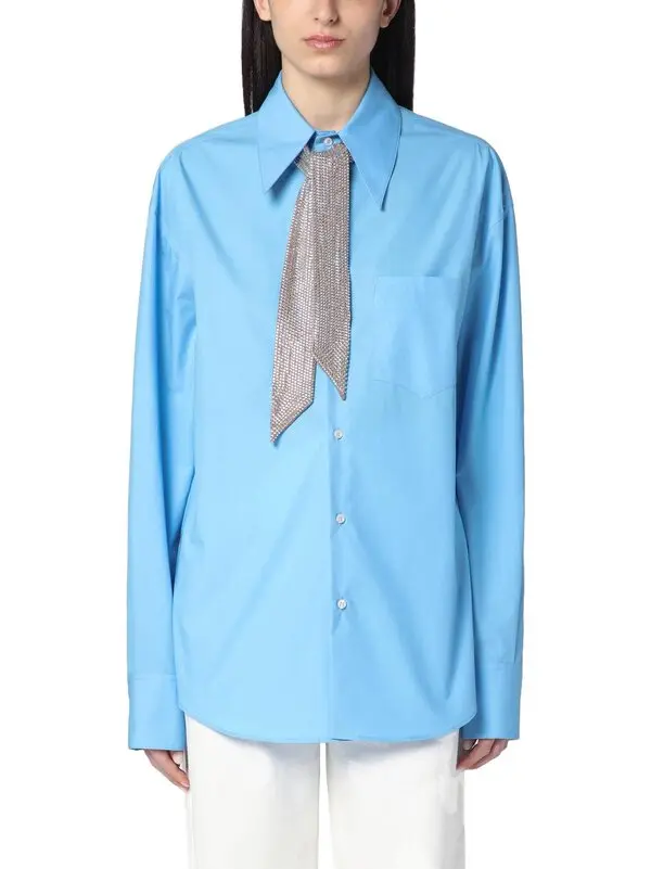 Giuseppe Di Morabito Rhinestone Scarf Shirt - Light Blue