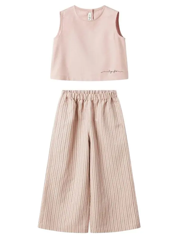 IL GUFO Striped Viscose Set - Pink
