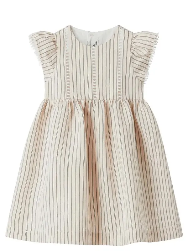 IL GUFO Striped Dress With Ruffles - Pink