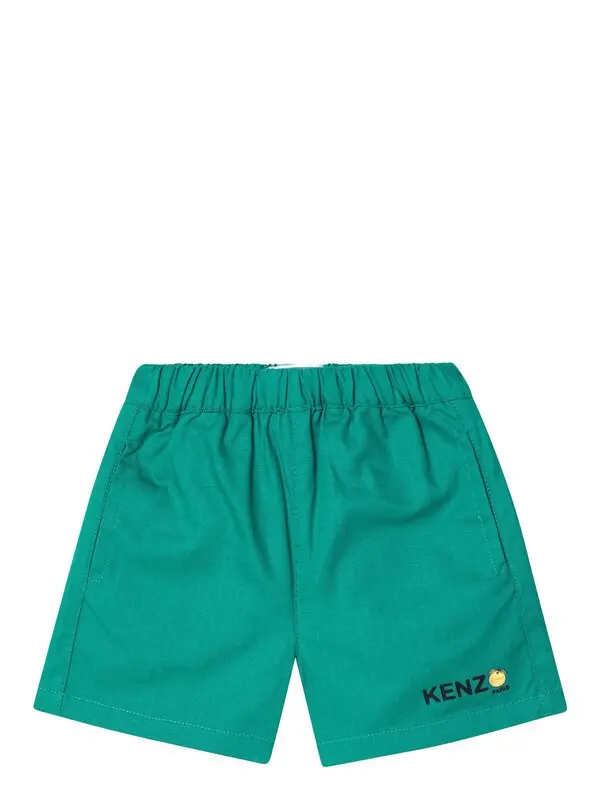 Kenzo Cotton Shorts With Logo - Green