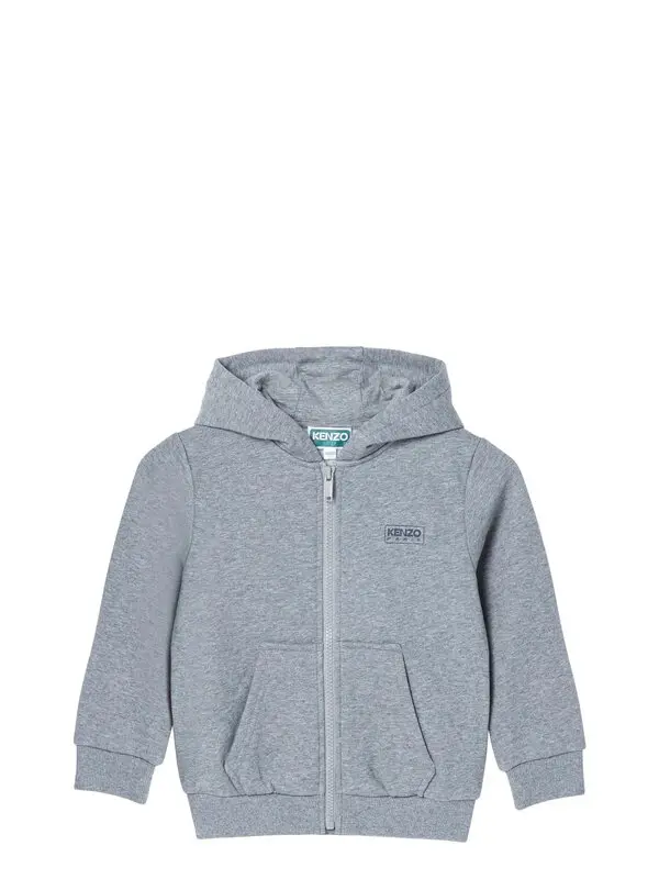 Kenzo Cotton Blend Zip Up Hoodie - Grey