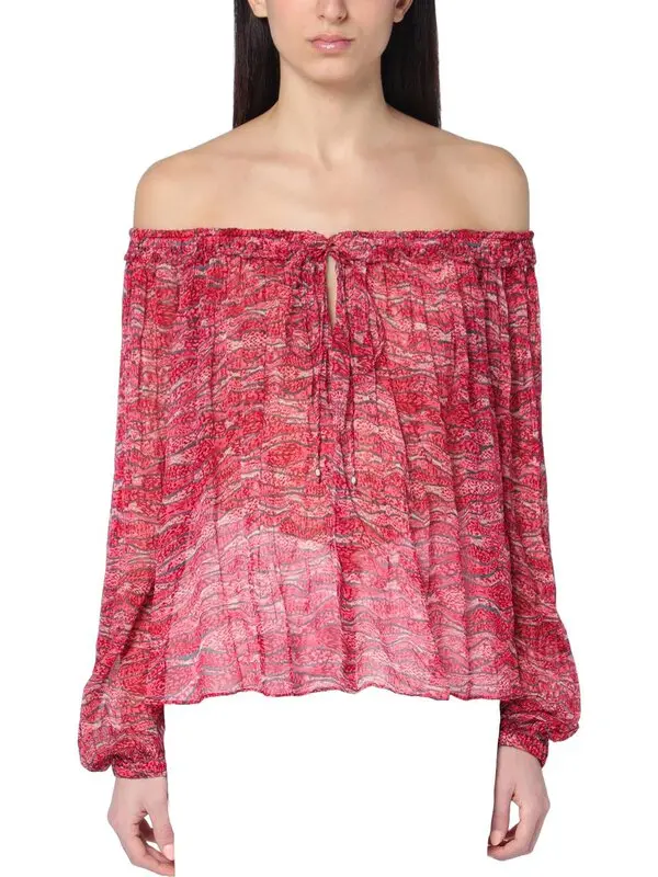 Isabel Marant Printed Off-the-shoulder Top - Red