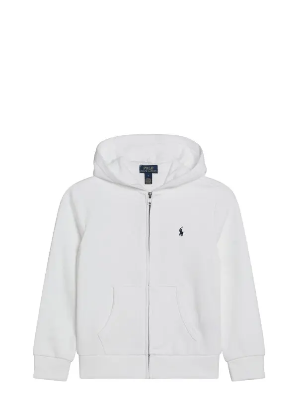 Polo Ralph Lauren Zip Up Sweatshirt In Cotton Blend - White