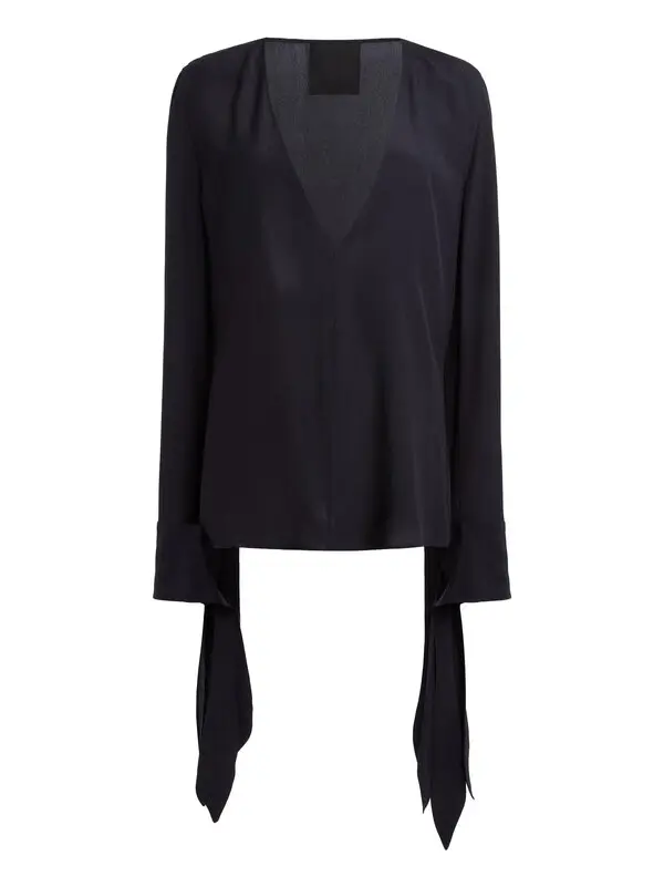 Givenchy Bow-cuff Silk Blouse - Black