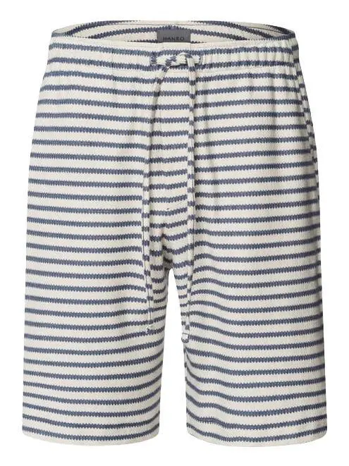 Hanro Loungy Summer Organic Cotton Drawstring Shorts - Deep Breeze Stripe