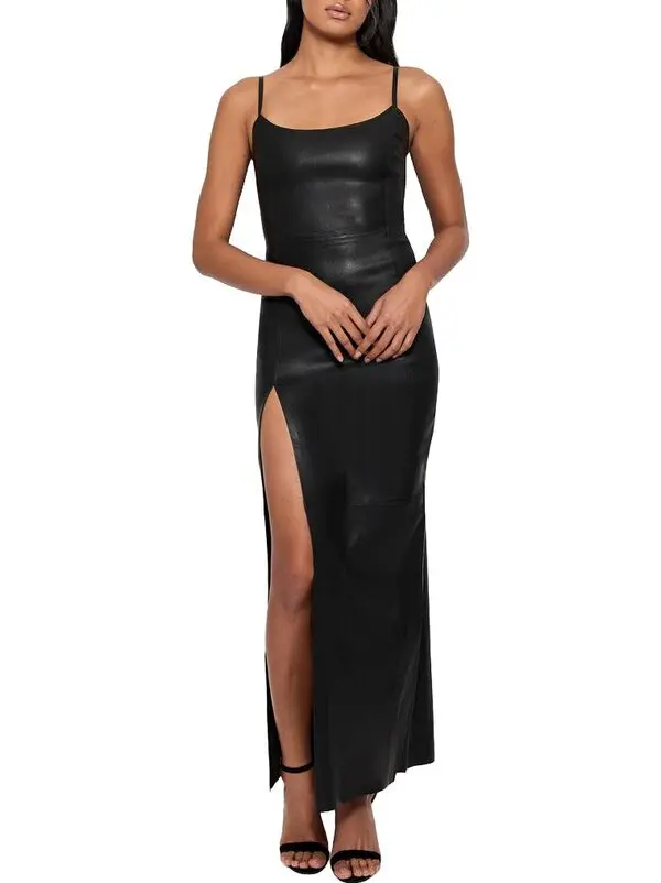 AS By DF Aphrodite Stretch Leather Maxi Dress - Black