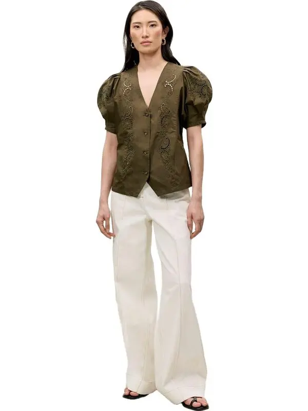 Rebecca Taylor Raquel Twill Shirt - Olive