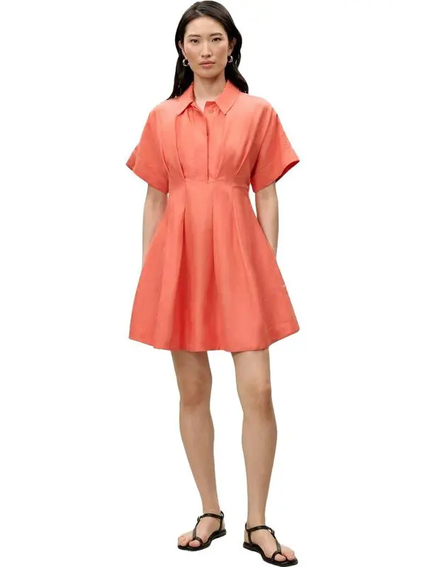 Rebecca Taylor Lena Shine Mini Dress - Coral