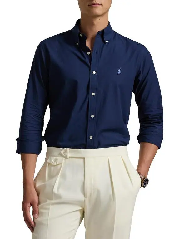 Polo Ralph Lauren Classic Fit Stretch Cotton Poplin Button-down Shirt - Newport Navy