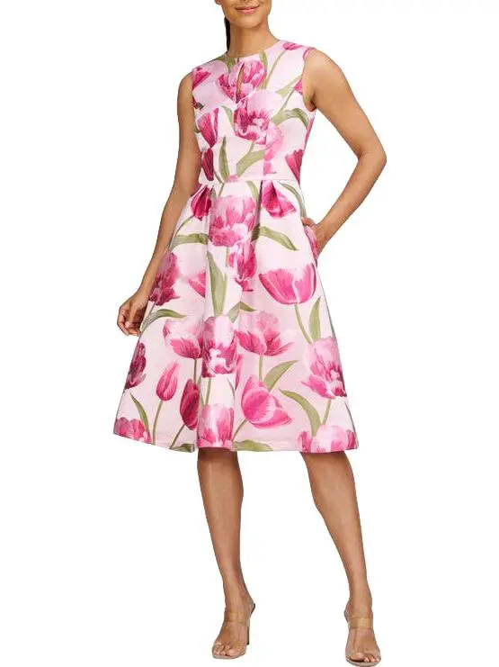 KAY UNGER Farryn Floral Fit & Flare Cocktail Dress - Light Lilac Multi