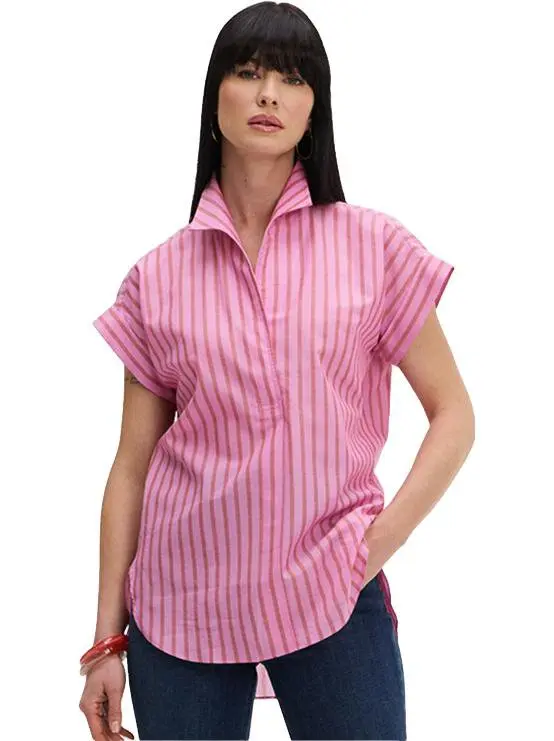 SARAH ALEXANDRA Cap Sleeve Shirt - Stripe