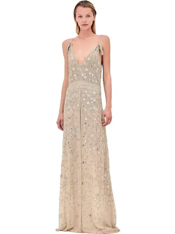 Alexis Galeria Embellished Maxi Dress - Neutral