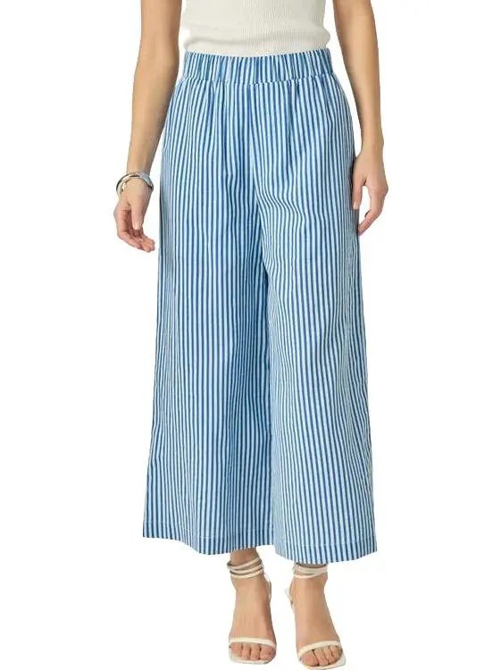 English Factory Stripe Wide Leg Pants - Blue