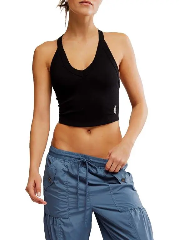 Free People All Clear Crop Racerback Tank - Black