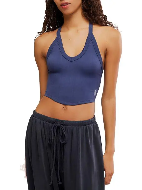 Free People All Clear Crop Racerback Tank - Midnight Navy