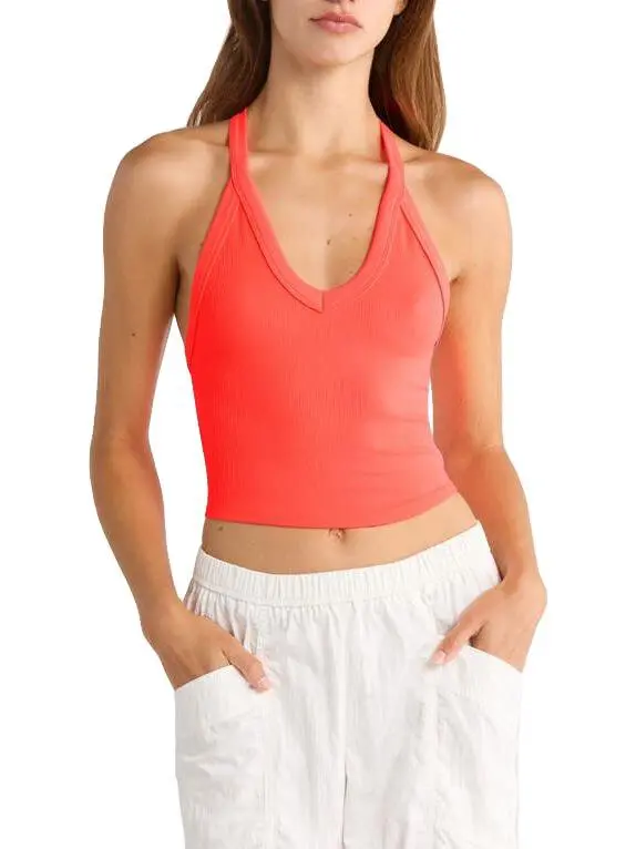Free People All Clear Crop Racerback Tank - Neon Coral
