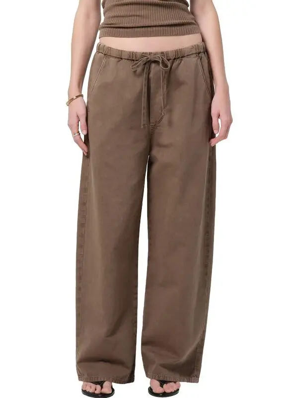 Citizens Of Humanity Aurora Pull-on Cotton & Hemp Wide Leg Pants - Cocoa Md Brwn