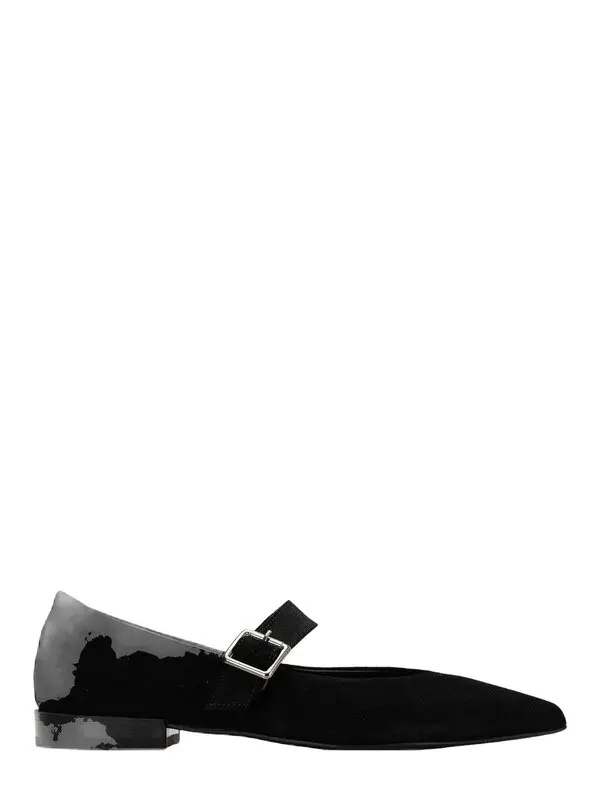 FOREVER & ALWAYS SHOES Willow Leather Mary Jane Flats - Black Suede Leather