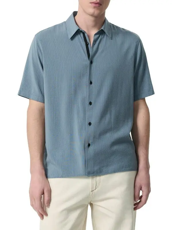 Rag & Bone Dalton Dobby Short Sleeve Button-up Shirt - Seagrey