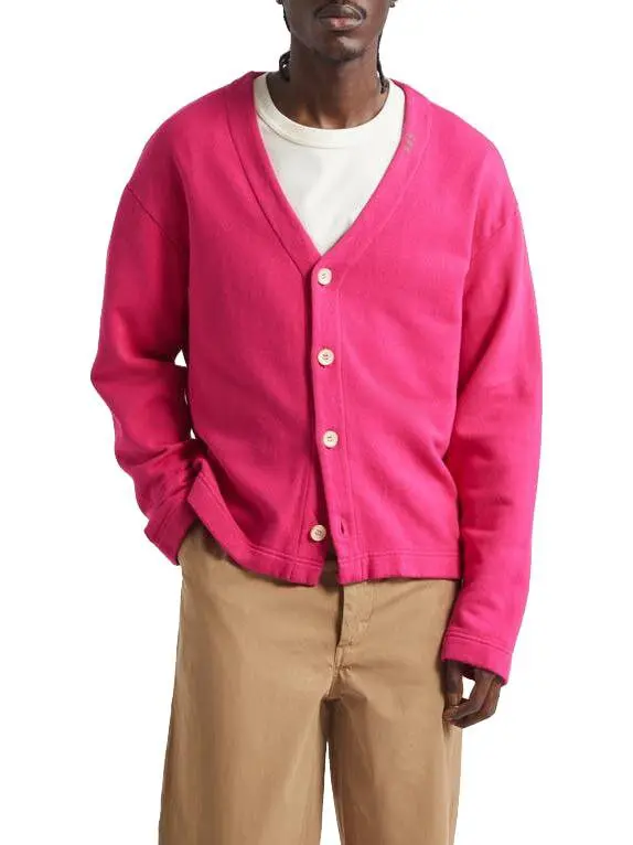 THE ELDER STATESMAN Daily Cardigan - Bright Pink