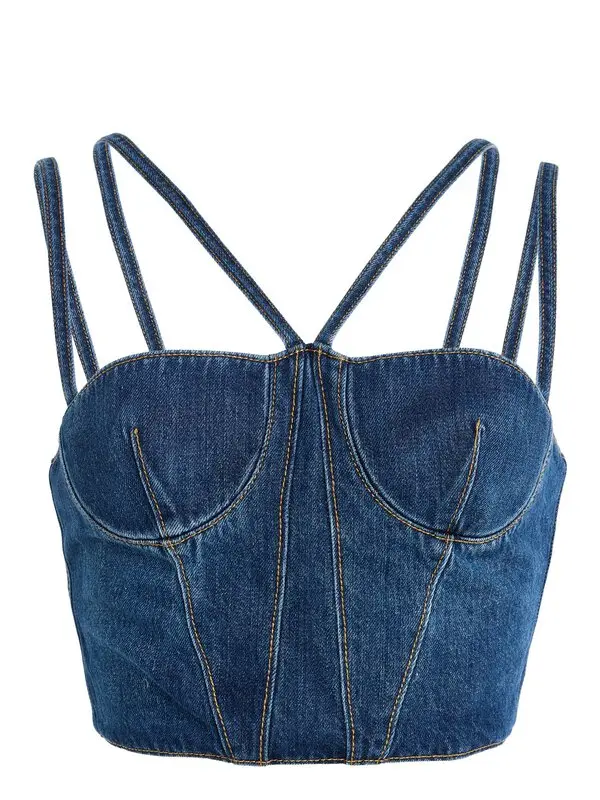 NENSI DOJAKA Cotton Corset Top - Medium Wash