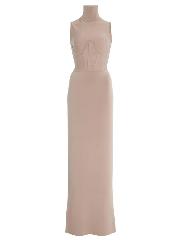 NENSI DOJAKA Corseted Knit Maxi Dress - Neutral