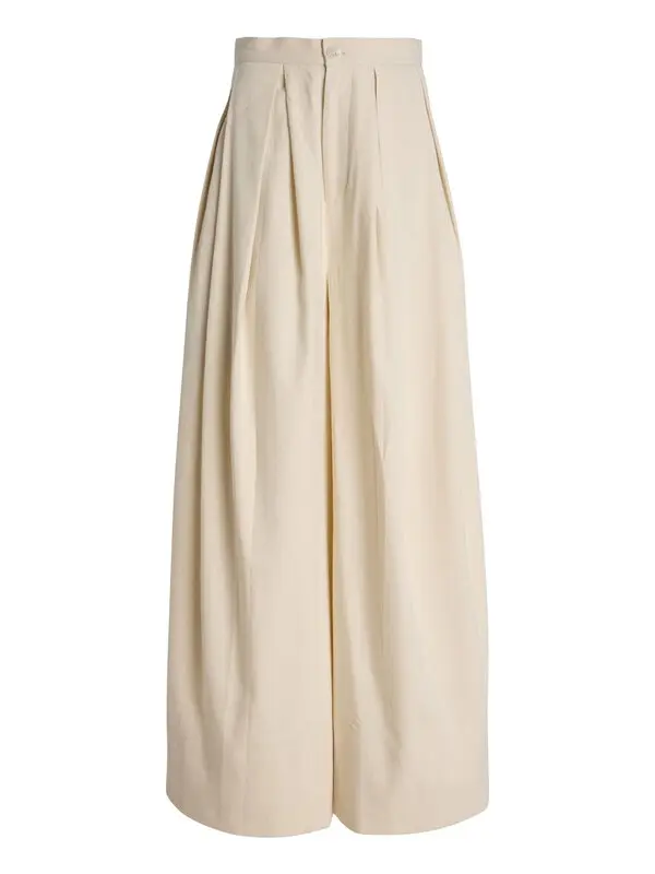 MARRAKSHI LIFE High-waisted Pleated Trousers - Ivory