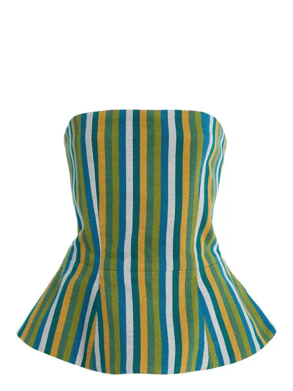 MARRAKSHI LIFE Striped Cotton Corset Top - Green